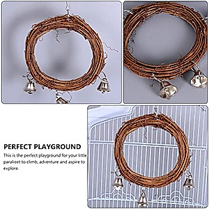 Balacoo Parakeet Decorated Garland Parrot Bird Perches Parrot Rattan Twig Bungee Bird Toy with Bell Wreath Swing Perch Hanging Climbing Chews Toy Garden Porch Wind Chime Climbing Toys Climbing Toys