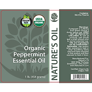 Nature's Oil Peppermint Organic Essential Oil, 1Lb