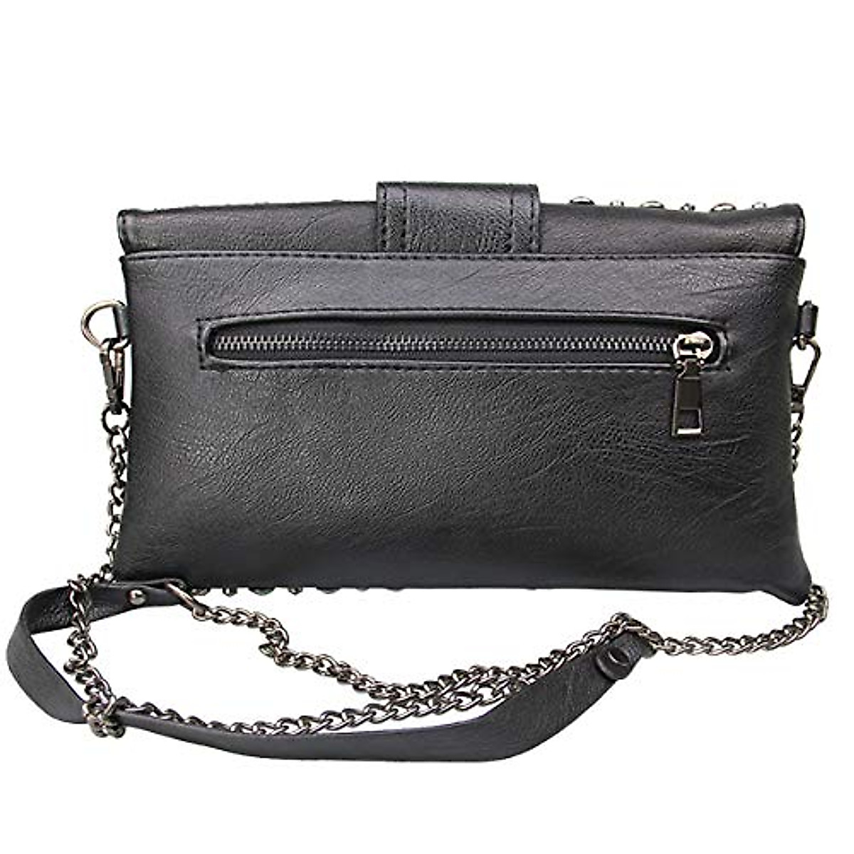 Rullar Women Ladies Punk Rivet Purse Satchel PU Leather Shoulder Crossbody Top-handle Bag Tote Handbag Black