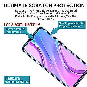 Ytaland for Xiaomi Redmi 9 Case,with 2 x Tempered Glass Screen Protector. (3 in 1) Shockproof Bumper Defender Protective Phone Cover with Ring Kickstand (Wine Red)