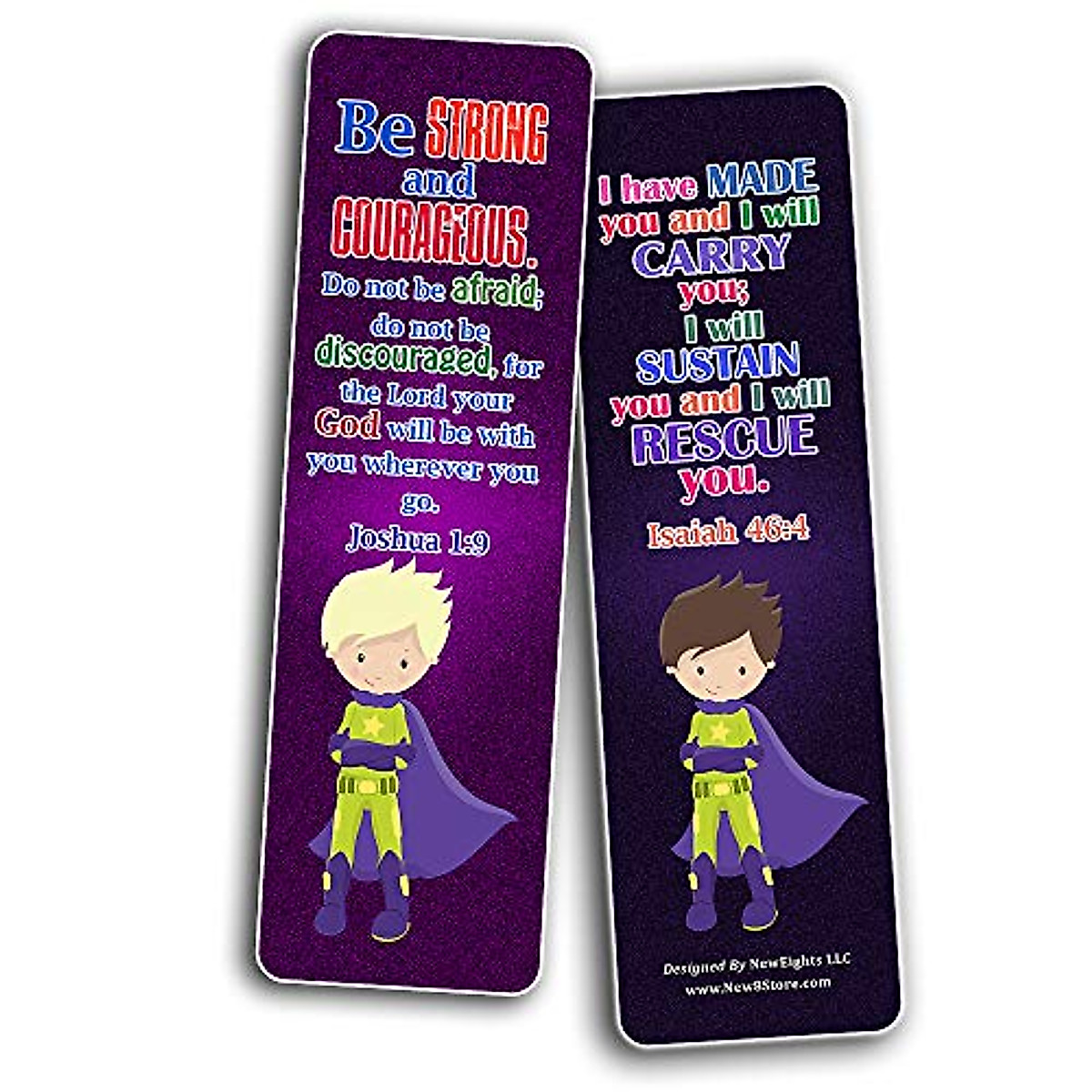 Religious Bookmarks for Kids - Super Hero (12 Pack) - Collection of Bible Verses for Kids - Stocking Stuffers Devotional Bible Study - Church Ministry Supplies Teacher Classroom Incentive Gifts