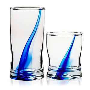 Libbey Blue Ribbon Impressions 16-Piece Tumbler and Rocks Glass Set