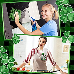 4 Pcs St Patrick's Day Dish Towel Kitchen Towel Absorbent Fast Drying Cloth Decorative St Patrick's Day Gnomes Tea Towels Decorative Dishcloths for Kitchen Bathroom Home, 16 x 24 Inch (Cute Style)