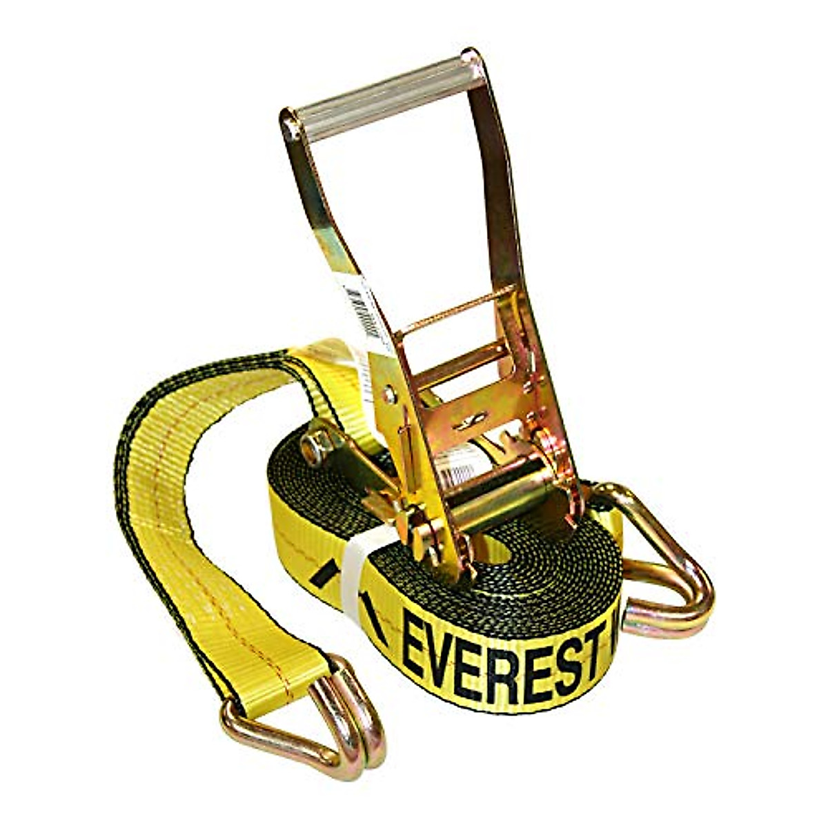 Everest Premium Ratchet Tie Down – 1 PK – 2 IN – 27 FT – 3333 LBS Working Load – 10000 LBS Break Strength – Double J Hook – Cargo Straps Perfect for Moving Appliances, Lawn Equipment and Motorcycles