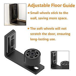 TOIMIOTOIM Sliding Barn Door Floor Guide Doors Bottom Wall Mount Adjustable Roller Double Wheel No Punching Required System 2 Pack Black, Smoothly and Quietly