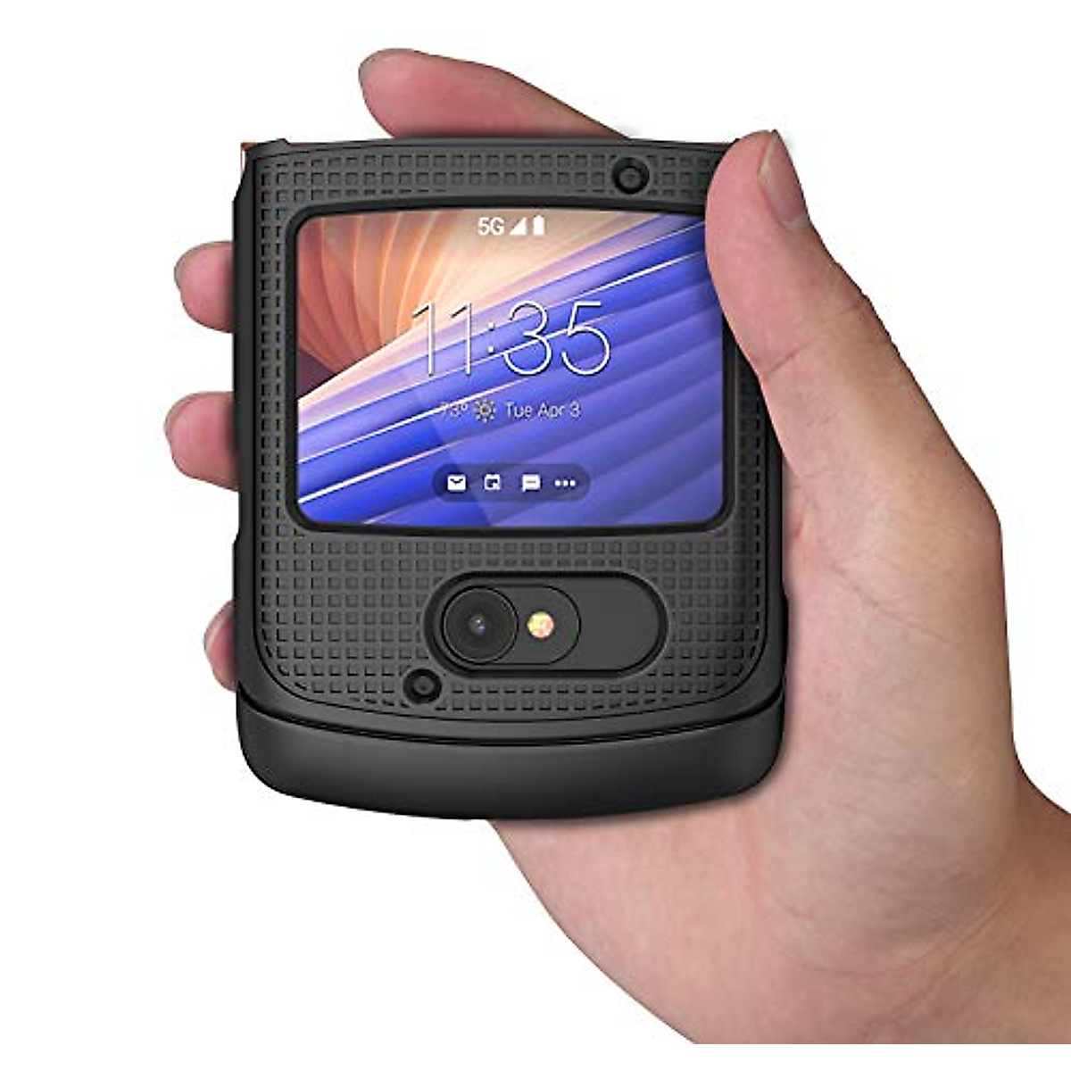 Case with Clip for Motorola RAZR 5G Flip Phone, Nakedcellphone [Black] Hard Shell Slim Cover with [Rotating/Ratchet] Belt Hip Holster Holder Combo for Motorola Moto RAZR 5G Flip Phone (2020) XT2071