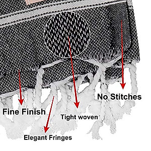 Bersuse 100% Cotton Anatolia Turkish Hand Towel - 23x43 Inches, Black