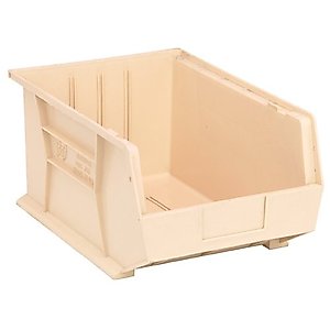 Quantum QUS255 Plastic Storage Stacking Ultra Bin, 16-Inch by 11-Inch by 8-Inch, Ivory, Case of 4