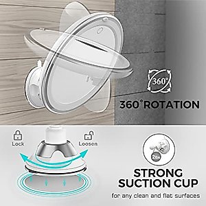 Updated 10x Magnifying Lighted Makeup Mirror with Touch Control LED Lights, 360 Degree Rotating Arm, and Powerful Locking Suction Cup, Portable Magnifying Mirror for Home, Bathroom Vanity, and Travel