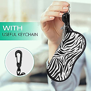 MoKo Sunglasses Soft Case Ultra Light Neoprene Zipper Eyeglass Case with Clip, Zebra