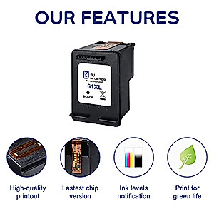 BJ Remanufactured Ink Cartridge Replacement for HP 61XL 61 XL CH563WN (1 Black) for HP Envy 4500 5535 Deskjet 1000 1010 1055 1512 Printer
