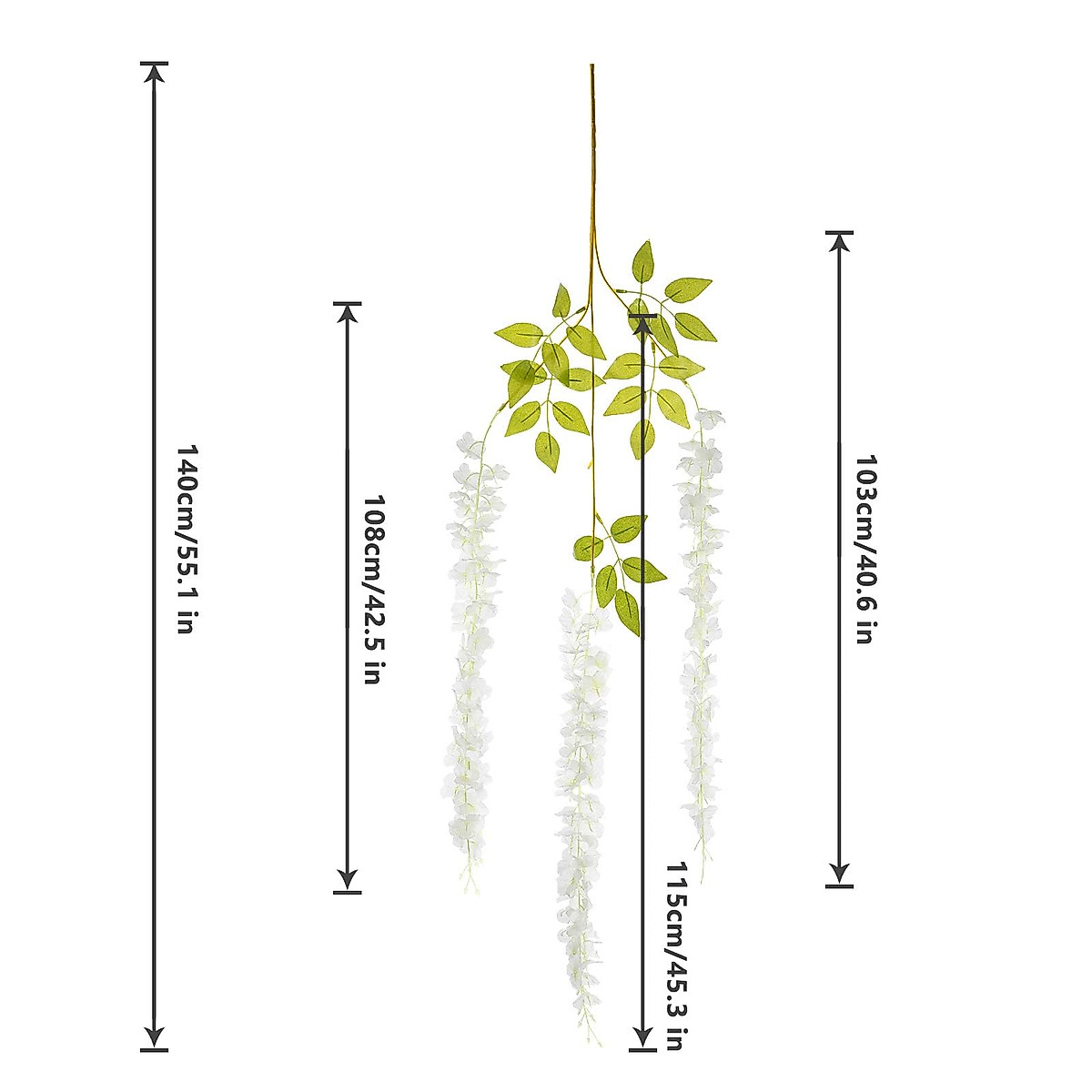 EZFLOWERY 12 Pack 3.6 Feet Artificial Wisteria Vine Hanging Rattan Garland Silk Flower for Wedding Party Home Garden Outdoor Ceremony Floral Décor (12, White)