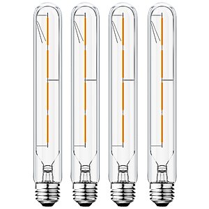 LED Tube Bulbs,Soft White 3000K,T10 Dimmable LED Filament Bulb,8.9in Tubular Edison Light Bulbs 4W Dimmable Tube Vintage Led Bulbs 40 Watt Equivalent,E26 Medium Base Lamp (4-Pack)