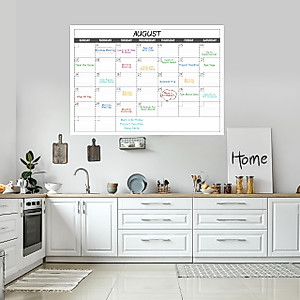 Dry Erase Calendar for Wall - Large Dry Erase Calendar, 28" x 40", Undated Monthly Calendar for Home, Office, Classroom, Erasable Laminated Calendar Whiteboard with 6 Markers ＆ 6 Stickers