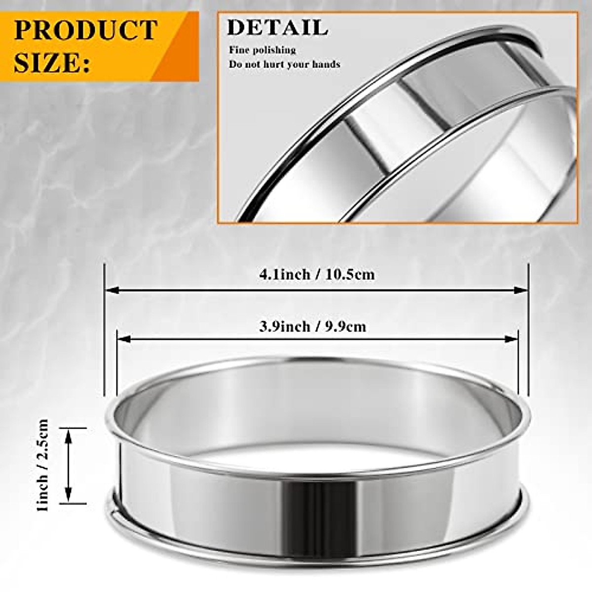 Katisun 4 Inch Muffin Rings Stainless Steel Crumpet Rings Tart Rings Double Rolled Nonstick Round Cake Ring, Pastry Ring Mold for Dessert, Home Baking Tool 5 Pieces Multipurpose Circle Egg Ring