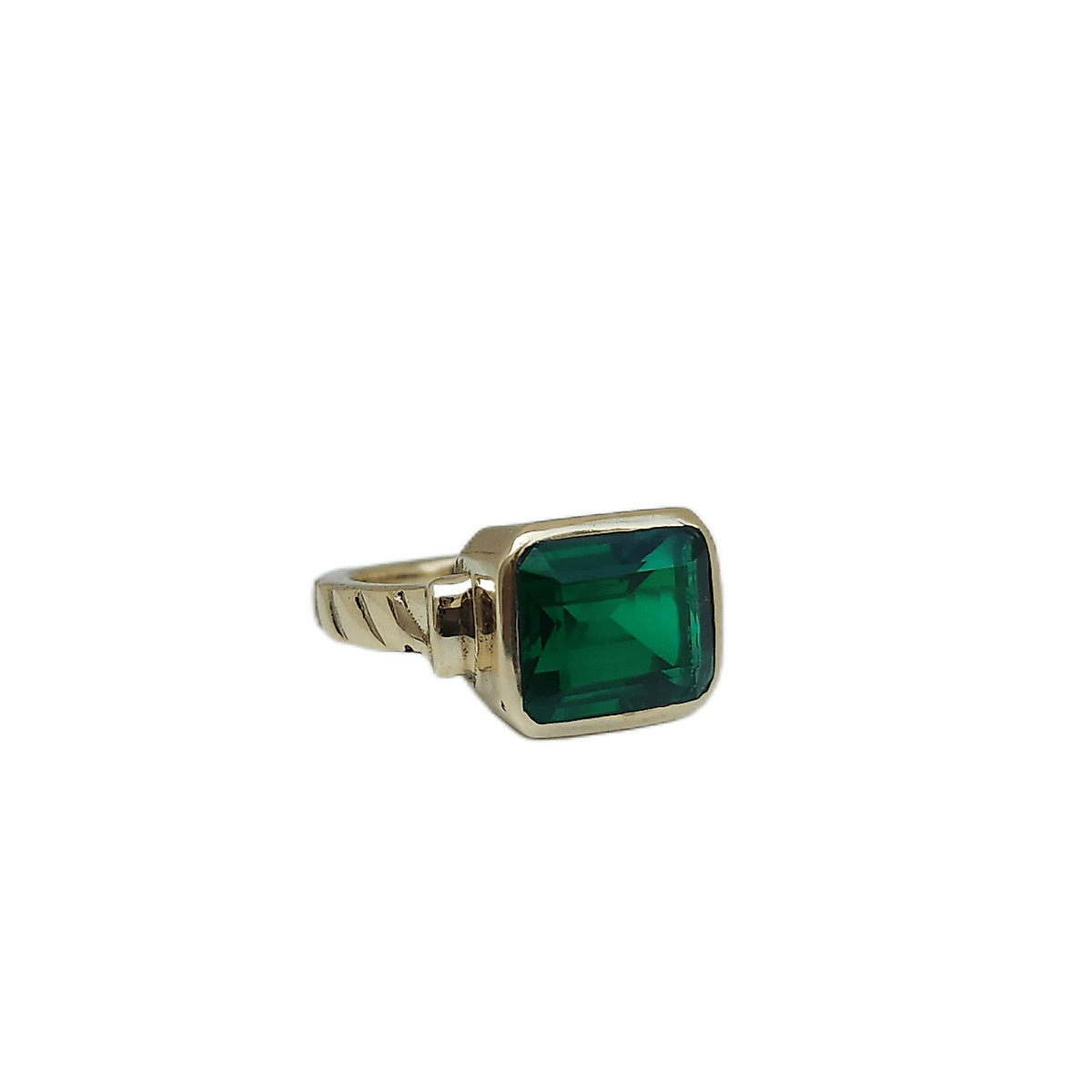 Gold Emerald Statement Ring, 925 Solid Sterling Silver Ring, Square Emerald Signet Ring, Women Ring, Men Ring, Gift Ring, Green Gemstone Ring (Sterling Silver, 8)