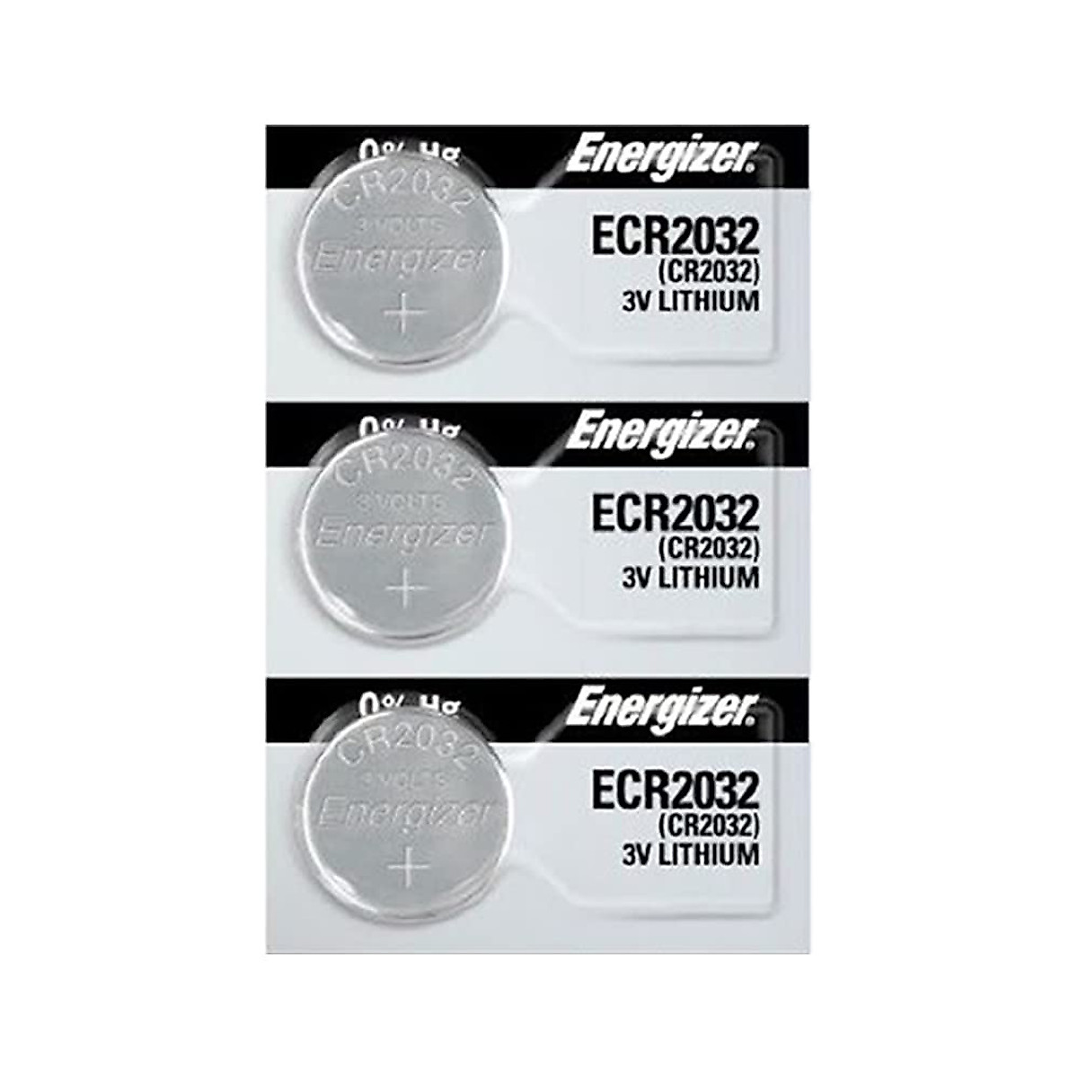 Energizer ECR2032 (CR2032) 3 Volt Lithium Coin Battery, On Tear Strip