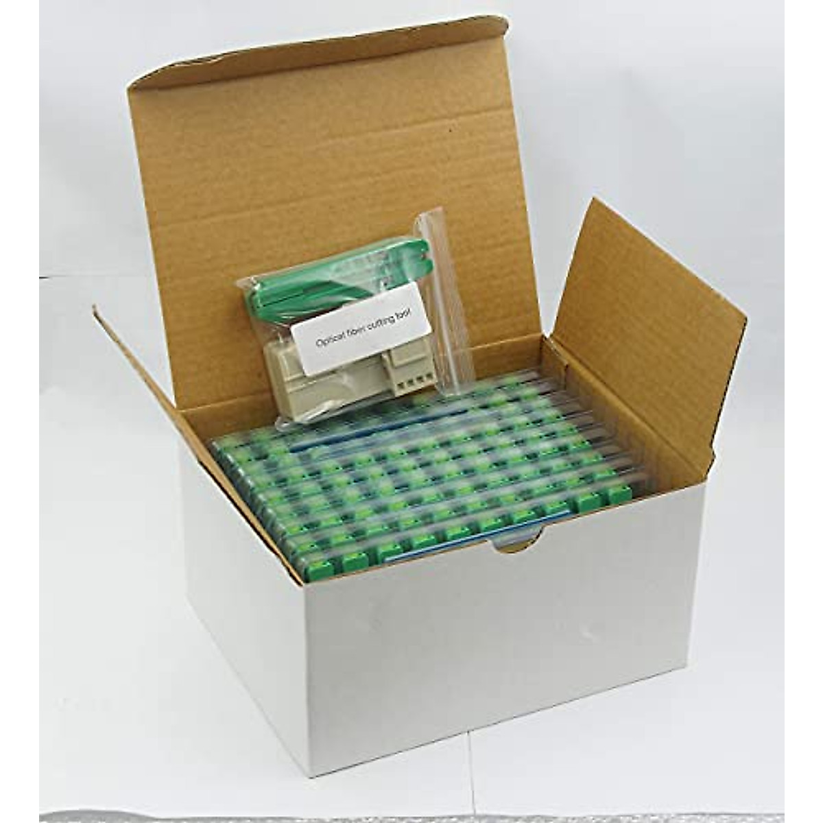 100pcs LEITE SC APC Fiber Optic Quick Connector with Matched Tools Fiber Reusable Connectors Single Mode SM 9/125 Mechanical Fast Connectors Adapter for FTTH CATV Network Instrument