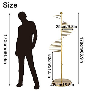 Spiral Scarf Rack, Floor Standing Scarf Shelf, Commercial Clothing Display Rack with 30 Hanger Rods, Suitable for Wardrobe Storage, Bedrooms, Clothing Shops and Dormitories (Gold)