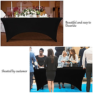 BDDC Table Covers for 4 Foot Tables, Spandex Table Covers 4ft, Black Table Cloths Rectangle 4ft for Events, Wedding, Banquets & Parties