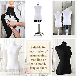 Peryiter 2 Pieces Mannequin Fabric Cover Soft Stretchy Clothing Upper Body Mannequin Cover for Retail Boutique Store Form Dummy Model Display Fitting Styling(Black, White)