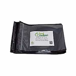 8" X 12" Zipper Quart Bags - Black Back Clear Front - 50 count