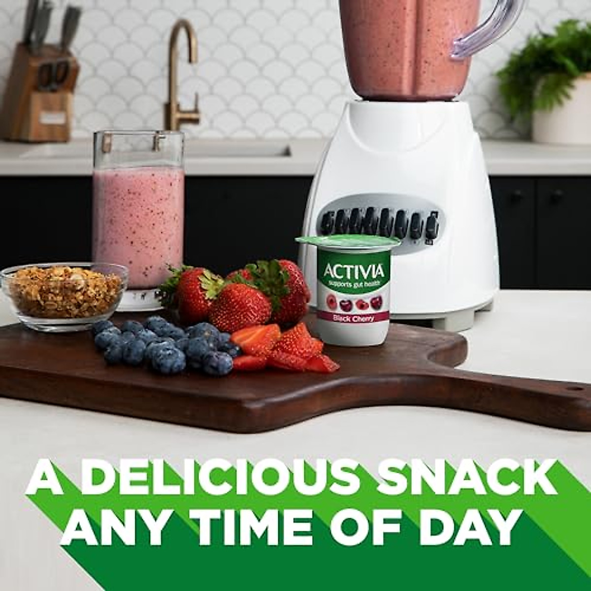 ACTIVIA Probiotic Lowfat Yogurt, Non-GMO Project Verified, Black Cherry, 16 Oz, Pack of 4