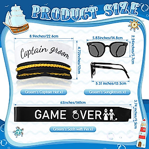 JaGely 3 Pcs Bachelor Party Accessories for Groom Set Include Groom Captain Hat Groom Sunglasses Bachelor Sash Bridal Shower(Stylish Style)