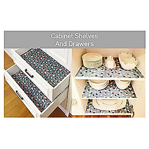 Ari Surplus 18Inches X 10FT Kitchen Liner for Cabinets, for Shelves, for Drawers Refrigerator, Non-Adhesive, Easy to wash, Waterproof and Oilproof (Blue, Flower)