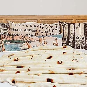 Excervent Tortilla Burritos Wrap Blanket for Adults and Kids, 290 GSM Double Sided Funny Realistic Food Blanket, Novelty Tortilla Blanket, Super Soft Taco Flannel Throw Blanket, 47 inch Beige