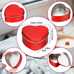 Vesici 12 Pack 2 oz Heart Shaped Metal Tins with Lids Empty Candle Jars Candle Containers Cans for Making Candles Heart Box for Mother's Day Candies Presents Gifts Home Supplies(Red)