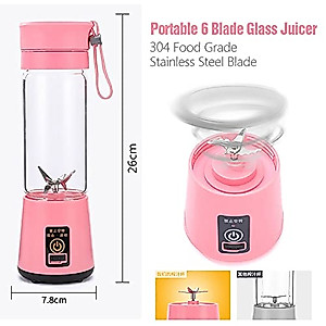 TANACC Portable Juice Blender Portable Electric Blender Cup Mini Juicer Mixer Fruit Veggie Quick Juicing Food Processor for Travel Sports Kitchen