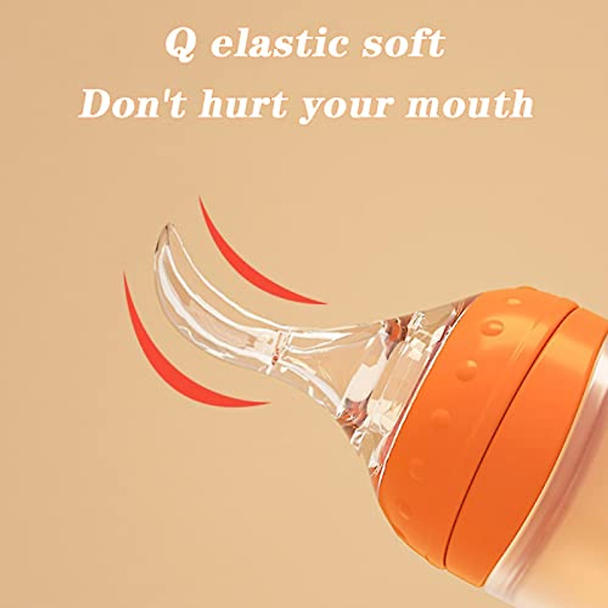 Silicone Baby Food Dispensing Spoon, Baby Food Feeder with Standing Base for Infant 4+Months Dispensing and Feeding,Travel Essentials (Orange)