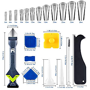 Caulking Tool Kit, 28PCS Silicone Caulking Tools(Stainless Steelhead) Caulking Tool Sets Silicone Sealant Finishing Tool, Great Tools for Kitchen Bathroom Window
