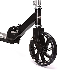 ChromeWheels Kick Scooter, Deluxe 8" Large 2 Light Up Wheels Wide Deck 5 Adjustable Height with Kickstand Foldable Scooters, Best Gift for Age 9 up Kids Girls Boys Teens, 180 lbs Weight Limit, Black