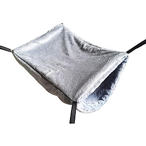 PAWSINSIDE Ferret Hammock Small Animals Soft Plush Double Bunkbed Cage Hanging Hammocks for Rat Guinea Pig Chinchilla Squirrel (Grey)