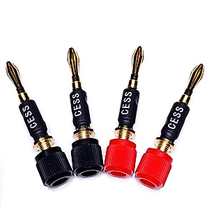 CNCESS CESS-061 Spade Fork Binding Post to Banana Plugs Amp Speaker Adapter, 4 Pack