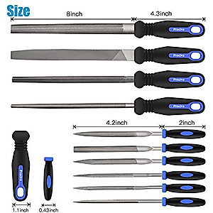 Preciva 18PCS File Set, 18 in1 High Carbon Steel Multipurpose File Set Includes 4PCS Flat/Triangle/Half-Round/Round Large File & 12PCS Needle File & Brush & Portable Bag.