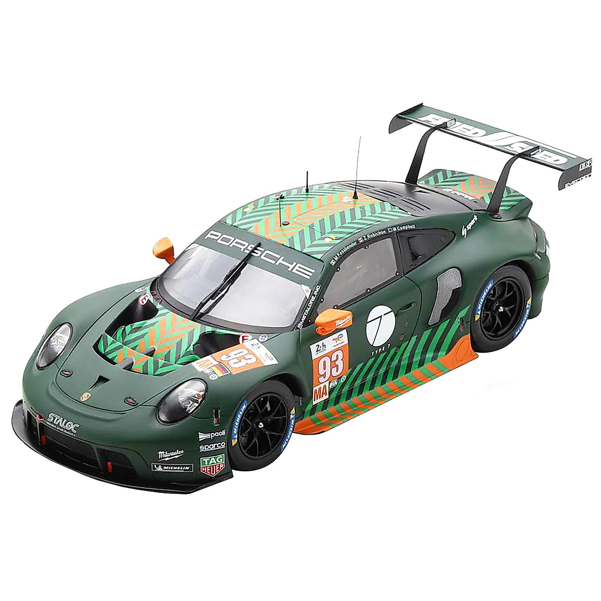 911 RSR-19#93 Michael Fassbender - Matt Campbell - Zacharie Robichon Proton Competition GTE Am 24 Hours of Le Mans (2022) with Acrylic Display Case 1/18 Model Car by Spark 18S823