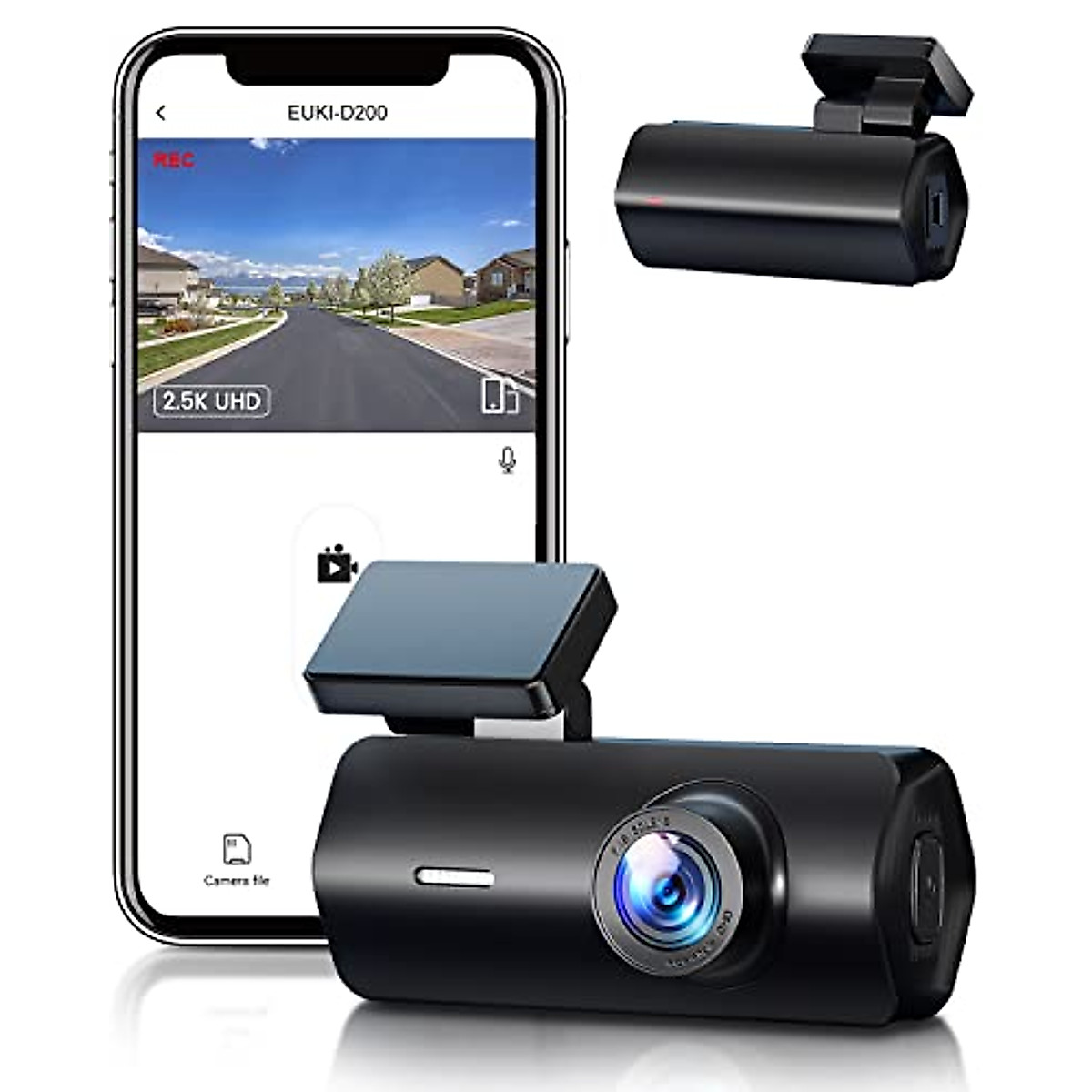 Car Camera 2.5K UHD Dash Cam, WiFi Dash Camera for Cars, Front Dashcam for Cars with Super Night Vision, WDR, 170°Wide Angle, Loop Recording, G-Sensor, 24 Hours Parking Monitor, APP, Support 128GB Max