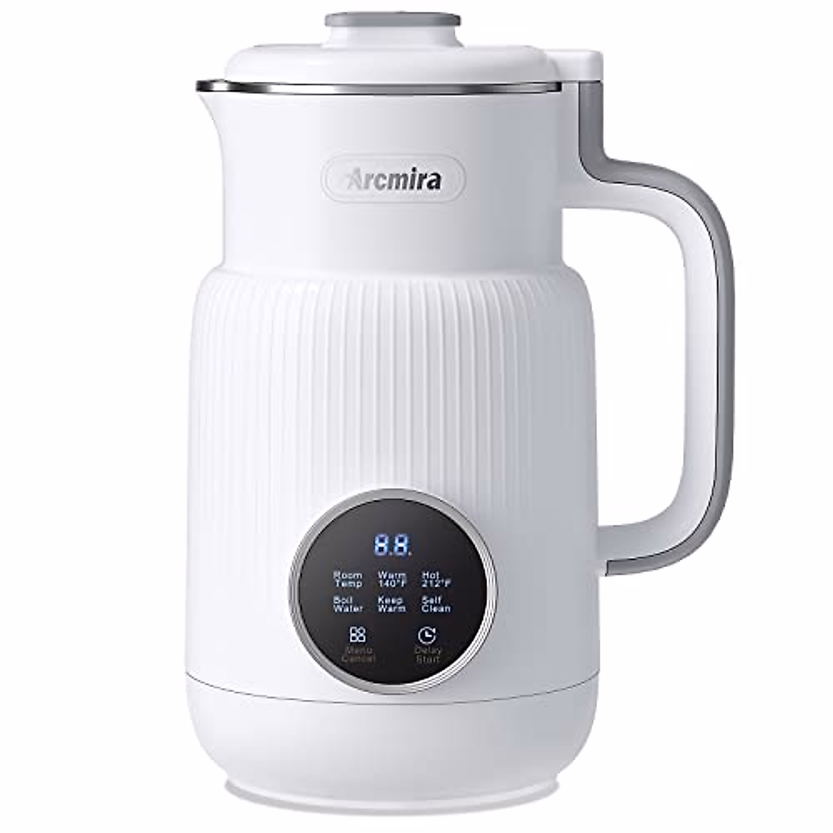 Arcmira Automatic Nut Milk Maker, 20 oz Homemade Almond, Oat, Soy, Plant-Based Milk and Dairy Free Beverages, Almond Milk Maker with Delay Start/Keep Warm/Boil Water, Soy Milk Maker with Nut Milk Bag, White