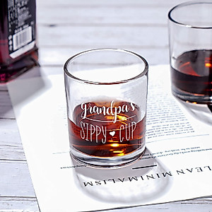 Grandpa Gift - Grandpa Whiskey Glass 10oz, Grandpa's Sippy Cup Old Fashioned Whiskey Glass for Grandfather, Grandpa, Gift Idea for Father's Day, Birthday, Christmas, Thanksgiving