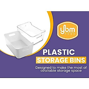 YBM HOME Storage Bins - Open Plastic Organizers and Storage Basket for Kitchen Pantry Organization, Under Sink Bathroom Storage, Toy Baskets, Food Storage Box Containers (Small - Clear 2 Packs)
