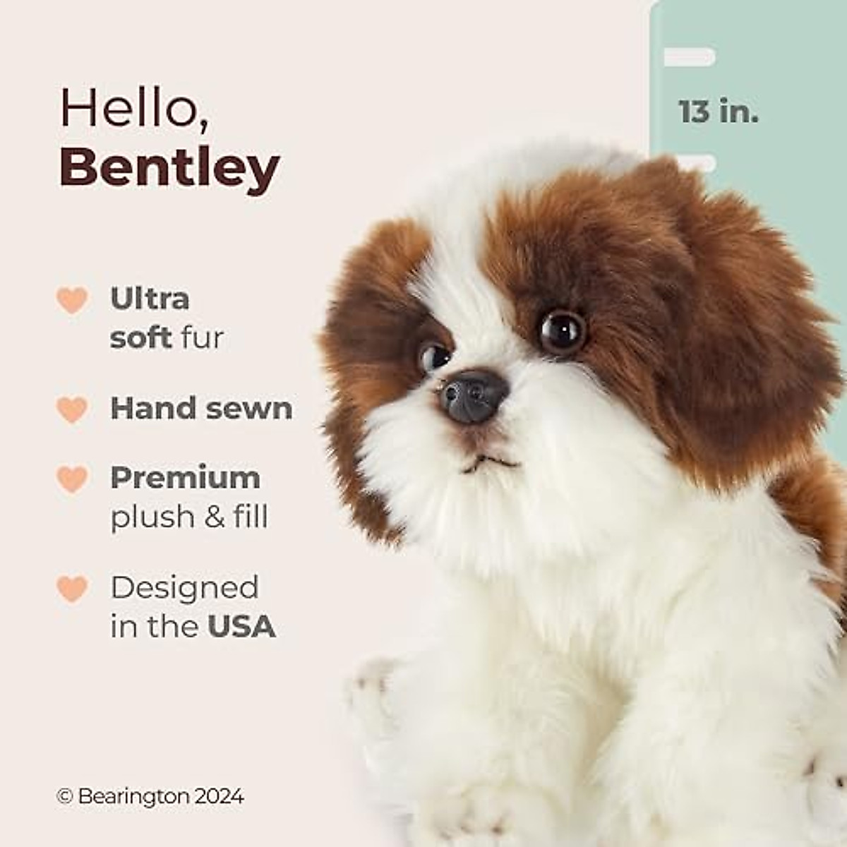 Bearington Collection Bentley The Shih Tzu Stuffed Animal, 13 Inch Stuffed Dog