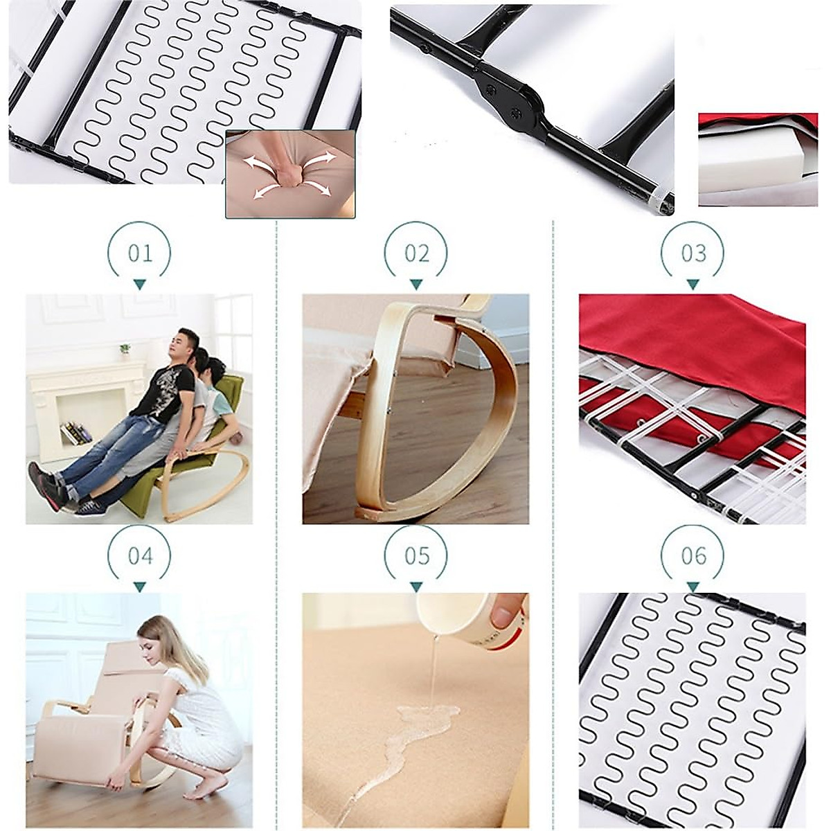 MOOTEK Single Rocker Chair, Adjustable Rocking Chair Lounge Chair, Recliner Chair with Adjustable Footrest, Multifunctional Rocking Chair, for Apartment/Living Room/Bedroom/Balcony/Courtyard