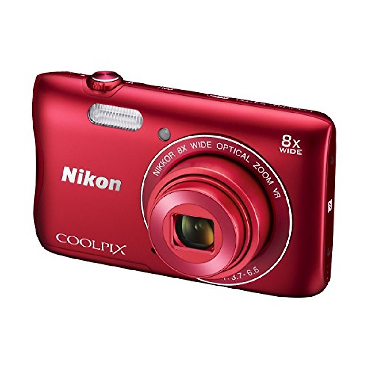 Nikon COOLPIX S3700 Digital Camera with 8x Optical Zoom and Built-In Wi-Fi (Red)