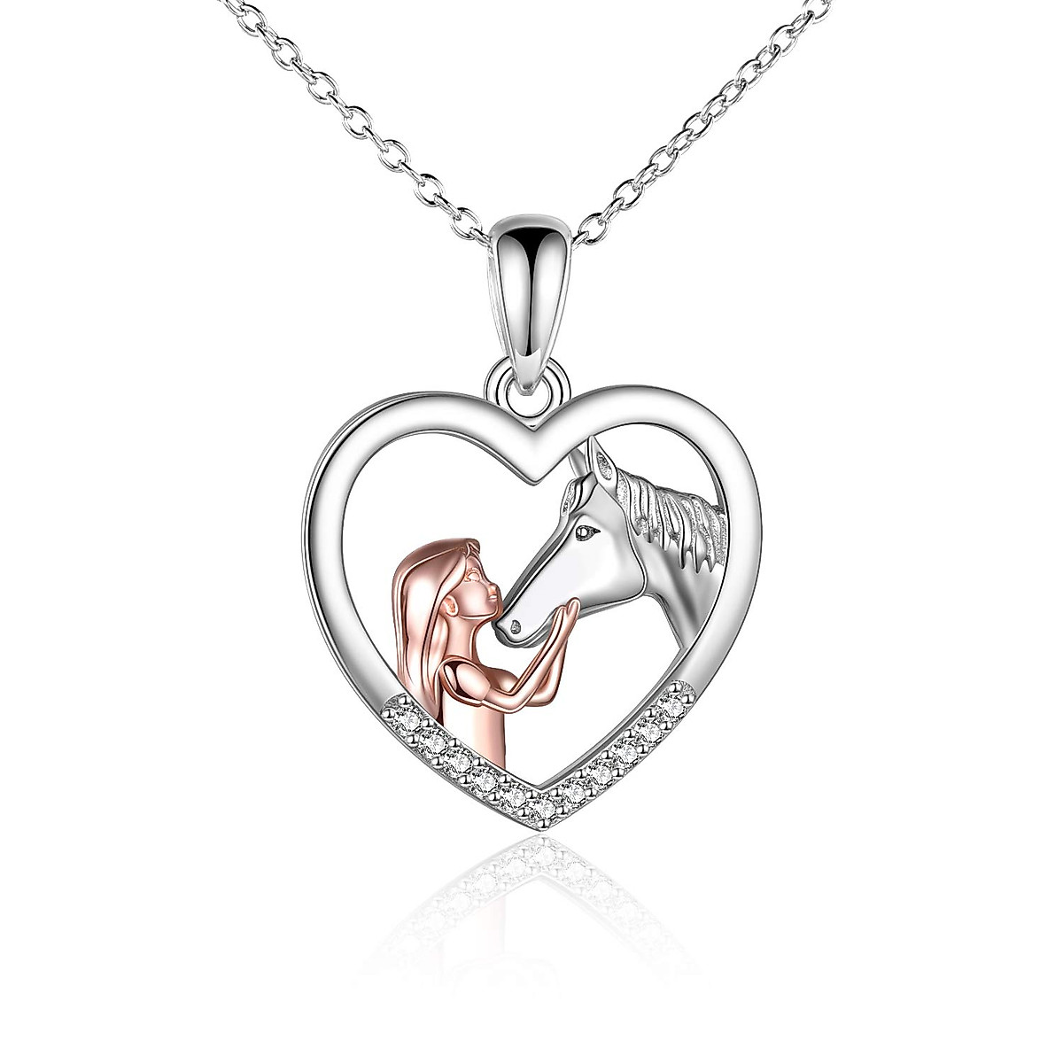 YFN Horse Pendant Necklace 925 Sterling Silver Women with Horse Jewelry Gift for Women