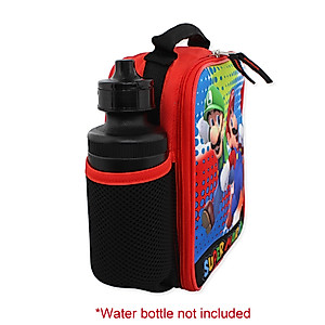 Super Mario Bros Boy's Girl's Soft Insulated School Lunch Box (One Size, Blue)