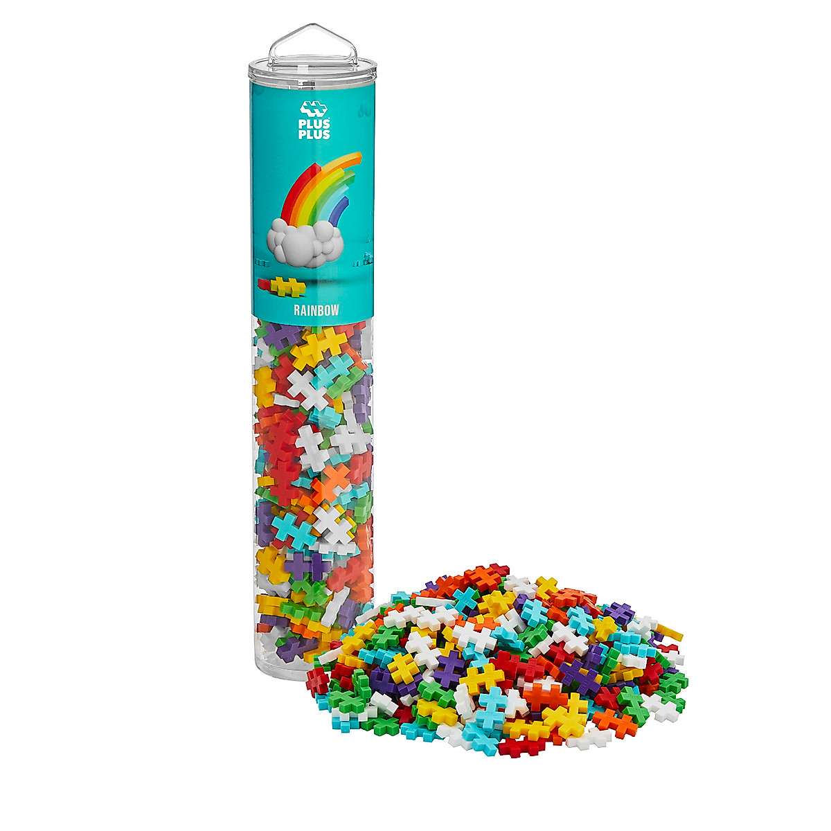 PLUS PLUS - Open Play Tube - 240 Piece Rainbow Mix - Construction Building Stem/Steam Toy, Interlocking Mini Puzzle Blocks for Kids