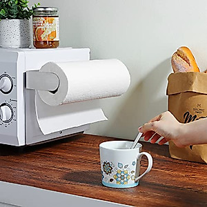 Magnetic Paper Towel Holder - KEGII Strong Magnetic Paper Towel Roll Holder for Refrigerators RVs Grills Toolbox Stainless Steel Silver